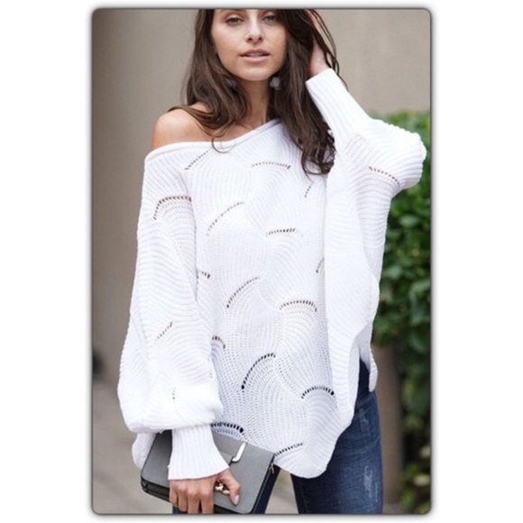 Sweaters | Clearance Sale White Knit Dolman Sleeve Sweater | Poshmark
